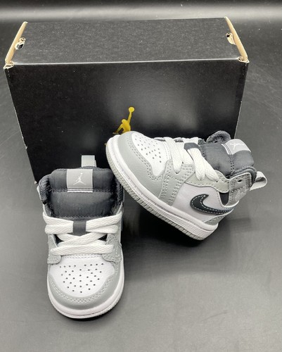 BABY TODDLER Size 2c Nike Air Jordan 1 Mid TD Smoke Grey/White 640735 ...