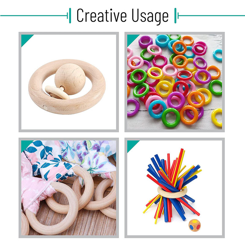 20× Baby Natural Wooden Teething Rings Wood Circle Bracelet Necklace ...