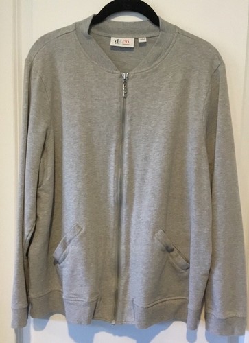 Denim & Co. Gray French Terry Baseball/Bomber Style Jacket in Size ...