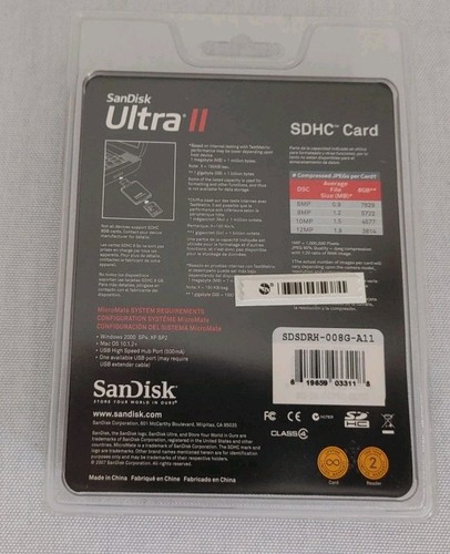 SanDisk SDHC 8Gb Memory Card + MicroMate Reader Factory Sealed | eBay