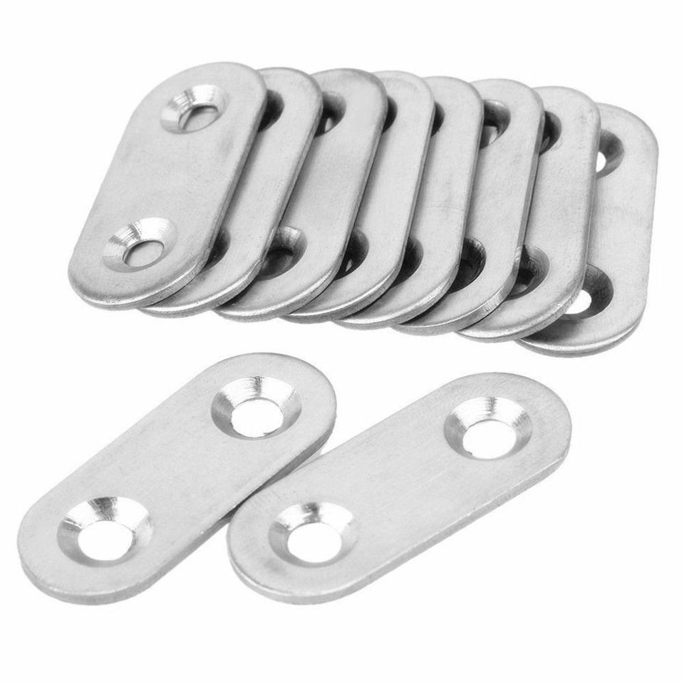 20 Pcs Flat Straight Brace Brackets Plate Connection Angle Fixing ...