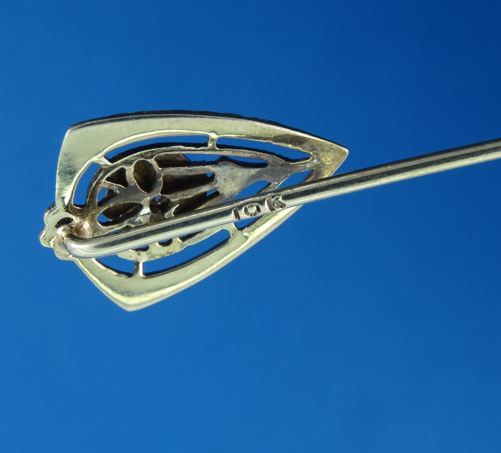 ORNATE VICTORIAN SOLID 10K GOLD SCARF STICK PIN w/ OLD CUT DIAMOND | eBay