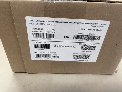 BATMAN #92 Cover B Artgerm FACTORY SEALED CASE 140 COPIES NM/MINT 2020 ...