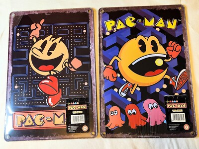 2 Pac-Man 12x8 Embossed Tin Signs-Retro/Game Room-Man Cave-Etc. | eBay