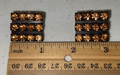 Vintage Copper Prong Set Gold Rhinestone Clip On Earrings JMS-8 | eBay