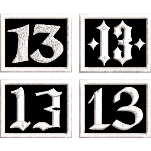 Number 13 Diamond Nummer Aufnäher gestickt Kutte Biker MC Patch H4,5cm ...