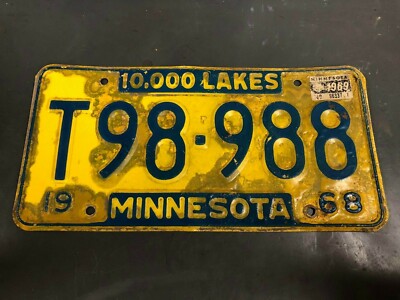 1968 Minnesota License Plate T98-988 | eBay
