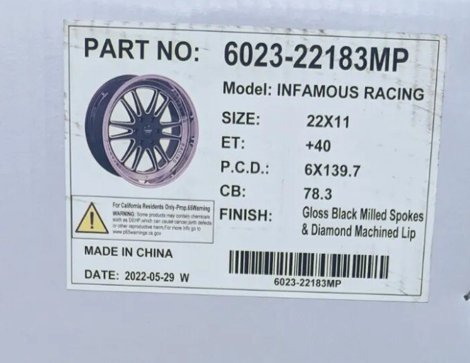 6x5.5/6x139.7 22x9 front 22x11 rears light weight wheels Infamous ...