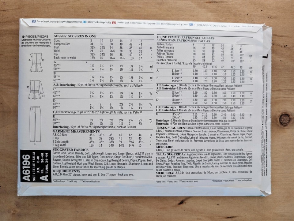 New Look A6196 Women's Top Pants Pattern Size 8-18 Uncut | eBay