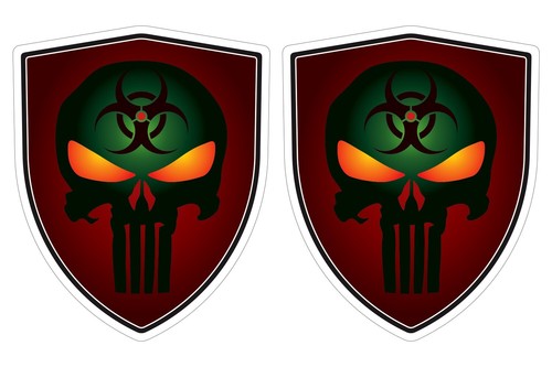 Skull Punisher Zombie Flag window car shield vinyl decal bumper sticker ...