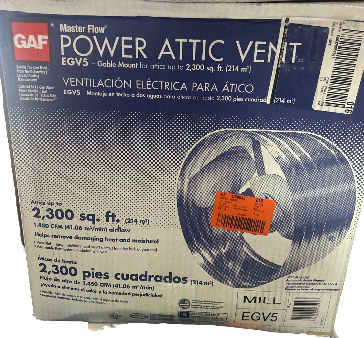 Master Flow Attic Fan Vent Roof Mount 1000 CFM Galvanized Steel QUICK ...