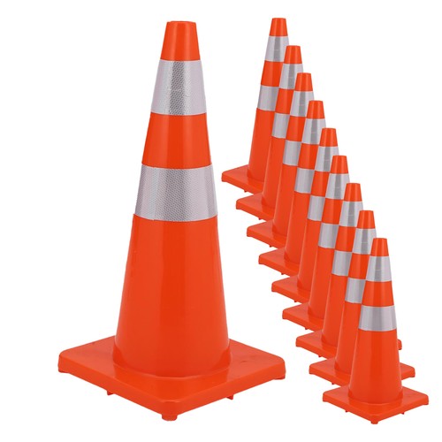 8/10pcs 28'' PVC Traffic Safety Cones Fluorescent Reflective Road ...
