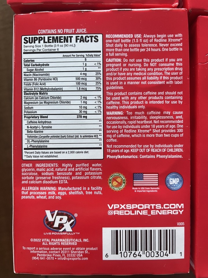 1 CASE - VPX Redline Xtreme Energy Shot WATERMELON 24 Bottles 3 Oz Exp ...