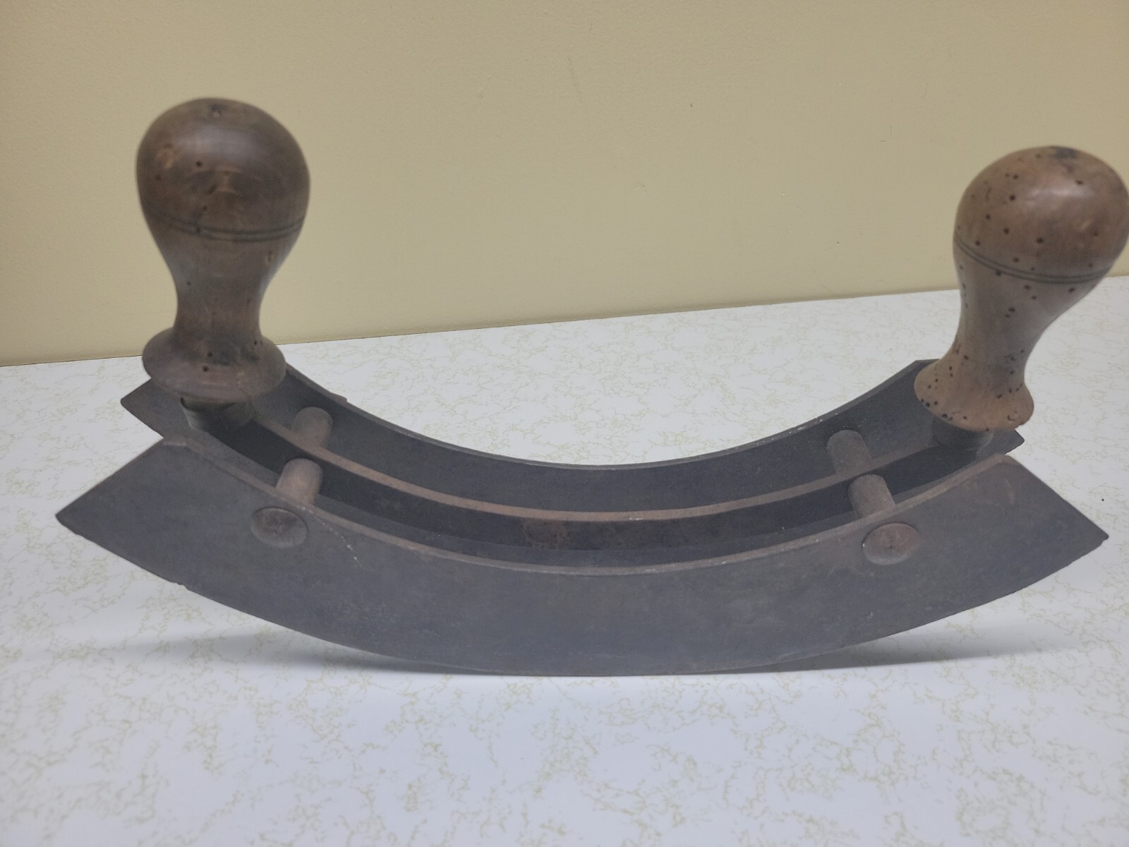 Vintage Primitive Food Chopper 2 Wood Handles Two Blades Kitchen Square ...