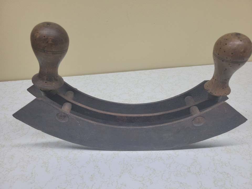 Vintage Primitive Food Chopper 2 Wood Handles Two Blades Kitchen Square ...