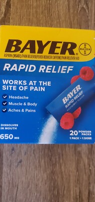 Bayer Rapid Relief Aspirin Powder - Raspberry - 20ct headache aspirin ...
