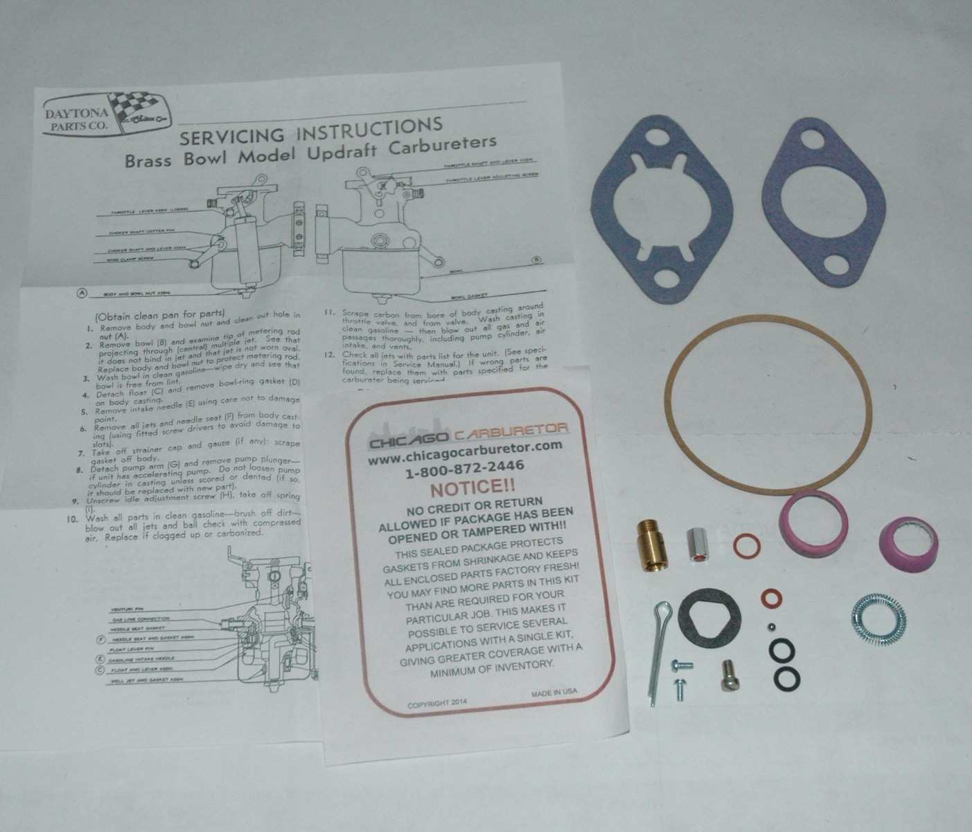 1929-31 CARB KIT BRASS CARTER UPDRAFT 1 BARREL DESOTO 6 CYL ETHANOL ...