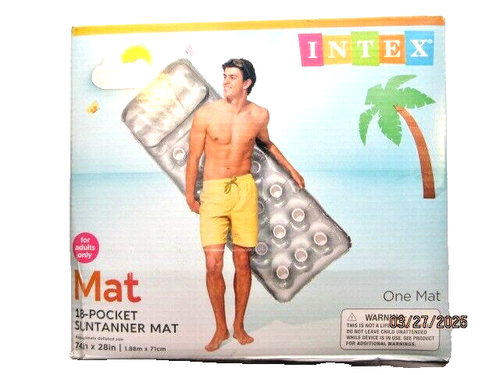 Intex Silver Vinyl Inflatable 18-Pocket Suntanner, Floating Lounger ...