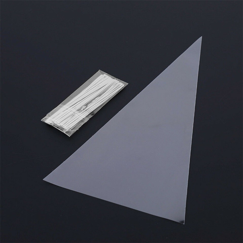 100x Clear Cone Shape Cello Popcorn Sweet Bags Wedding Party Gift Bags ...