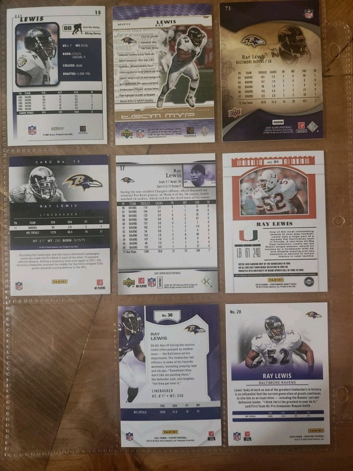 Ray Lewis - Baltimore Ravens - 8 Card Lot - Multiple Inserts | eBay