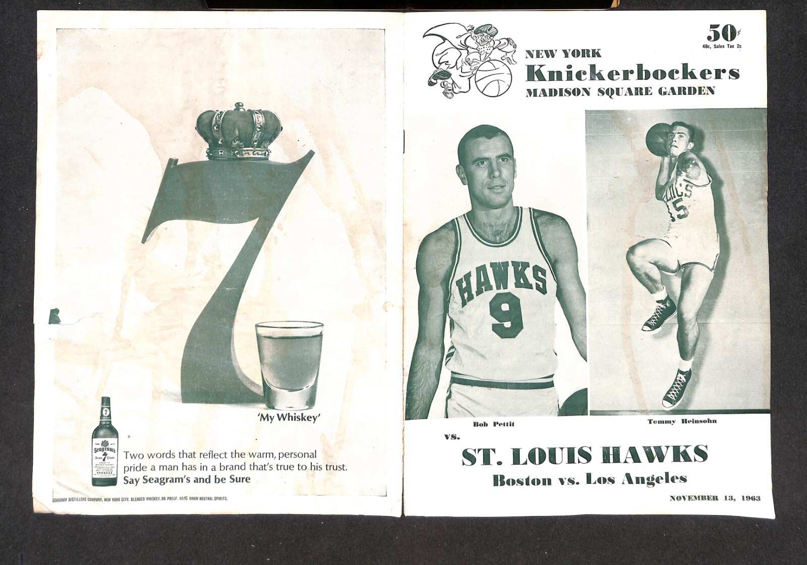 NOVEMBER 13, 1963 CELTICS @ LAKERS , ST. LOUIS HAWKS @ KNICKS ...