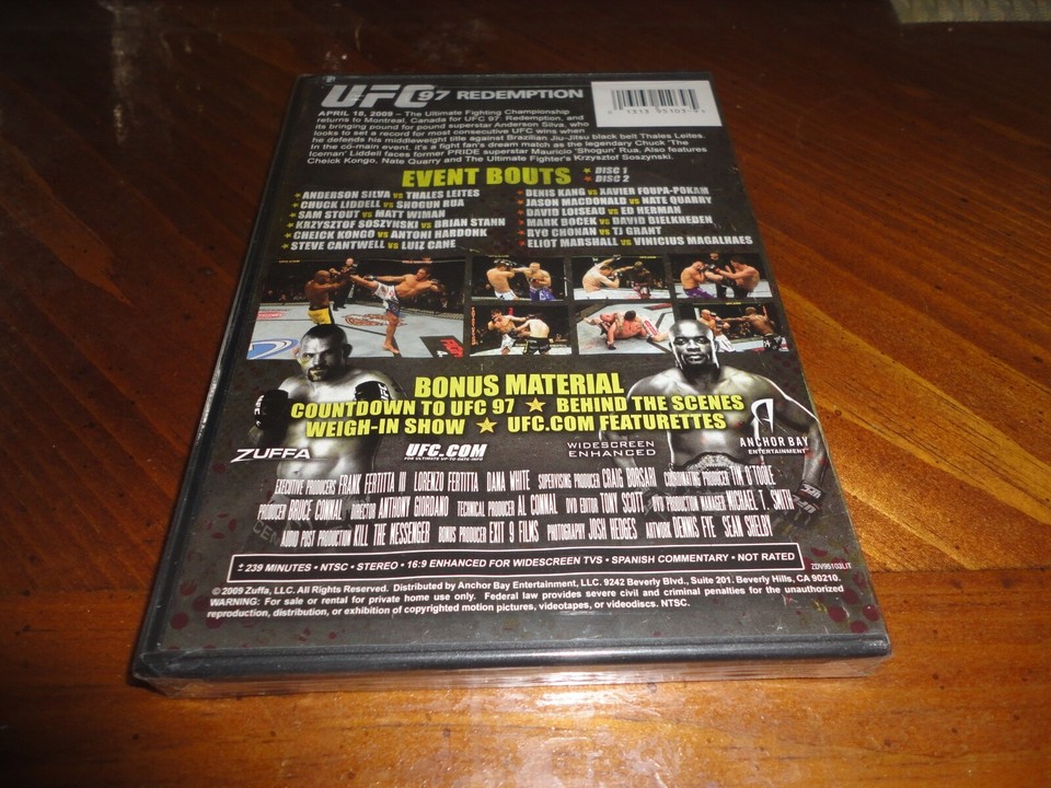 UFC 97 Redemption SILVA vs. LEITES DVD - MMA - 2 Disc Set - Liddell vs ...