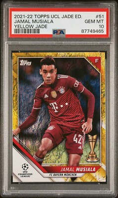 2021 Topps Champions league Jade Edition Yellow /50 Jamal Musiala PSA ...