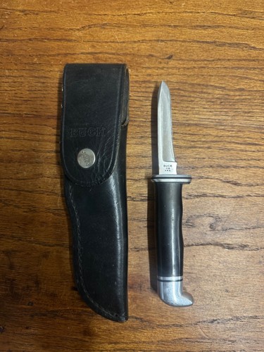 Vintage Buck Knife Model 116 w/ Sheath Black Handle Fixed Blade | eBay