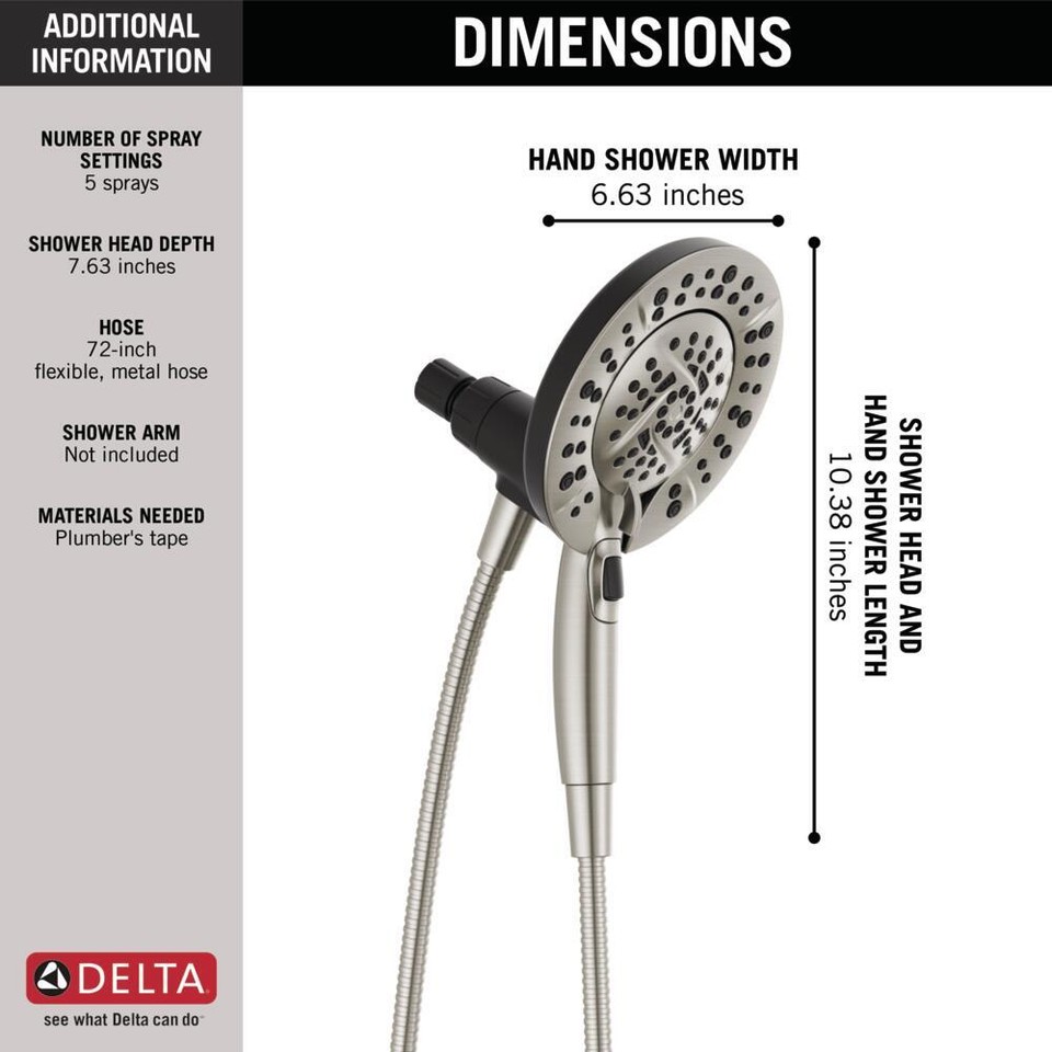 Delta In2ition Handheld Shower Head 5-Setting Satin Nickel-Certified ...