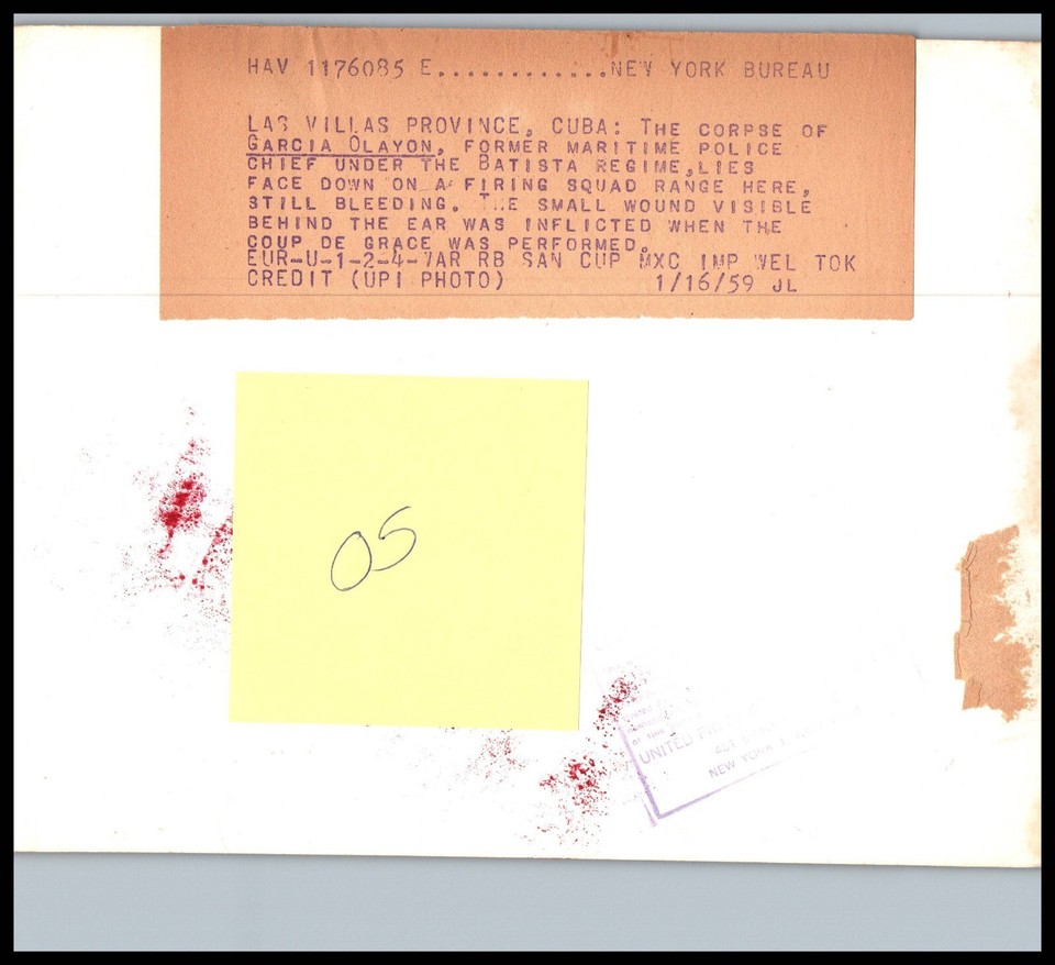 EXECUTED CUBAN MARITIME POLICE CHIEF GARCIA OLAYON CUBA 1959 PRESS ...