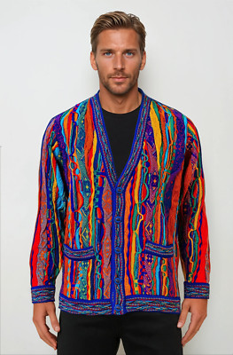 Geccu 3D Multi Colour Merino Wool V Cardigan Sweater Knitwear Kanga ...