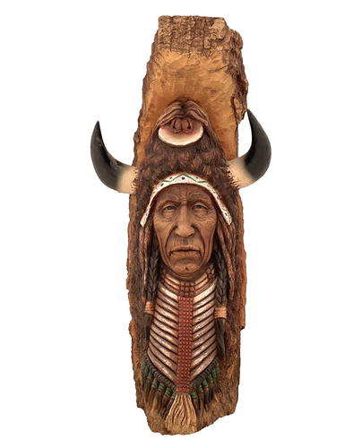 Vtg Neil J Rose Native American Indian Figure ResinCarving Touch the ...