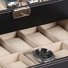 6-24 Grid Slots Watch Box Leather Display Glass Top Jewelry Storage ...