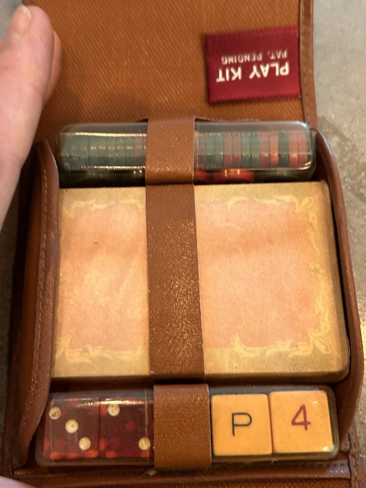 VINTAGE PLAY KIT CHESS CHECKER DICE CARDS BOARD GAMES POCKET TRAVEL | eBay