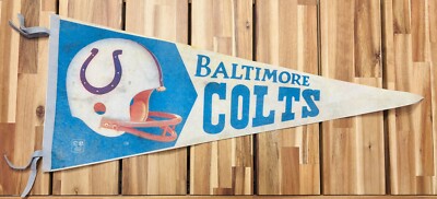 Baltimore Colts Football NFL 2 Bar 1970's Vintage 30" Full Size Pennant ...
