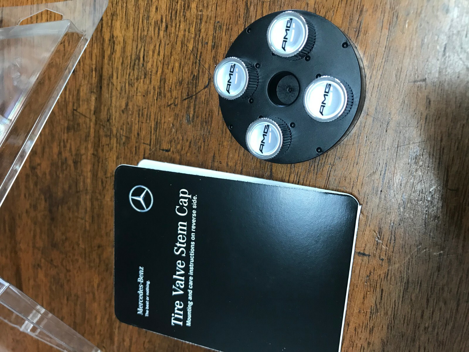 Genuine Mercedes-Benz Tire Valve Steam Cap Set, Black AMG on Silver ...