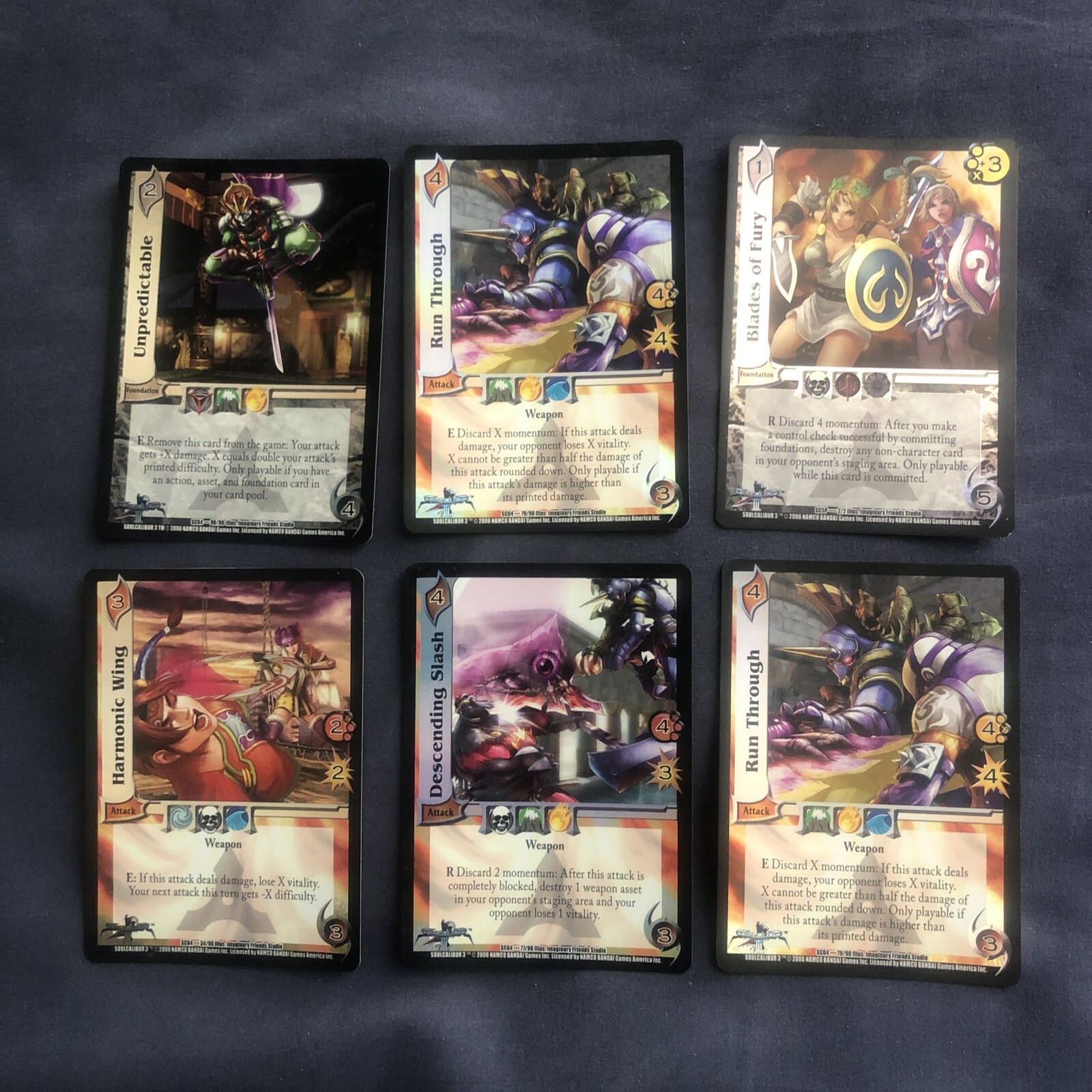 UFS Soul Calibur 3 Foil Cards Lot Of 6 Universal Fighting System Game ...