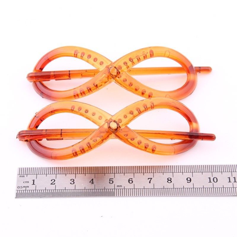 Twisted Plastic Hair Sticks - Black Brown Inifinity Hairpin Women ...