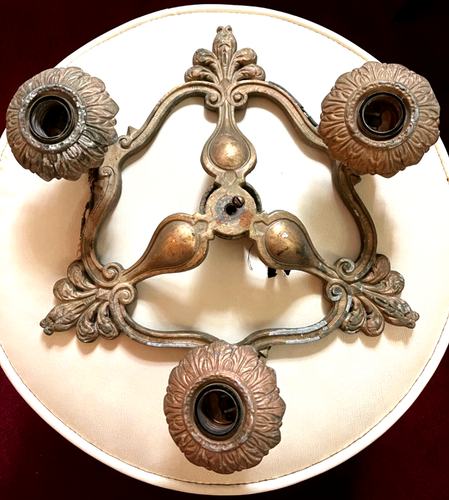 Vintage ART DECO style Three Bulb Ceiling Light Fixture for Restoration ...