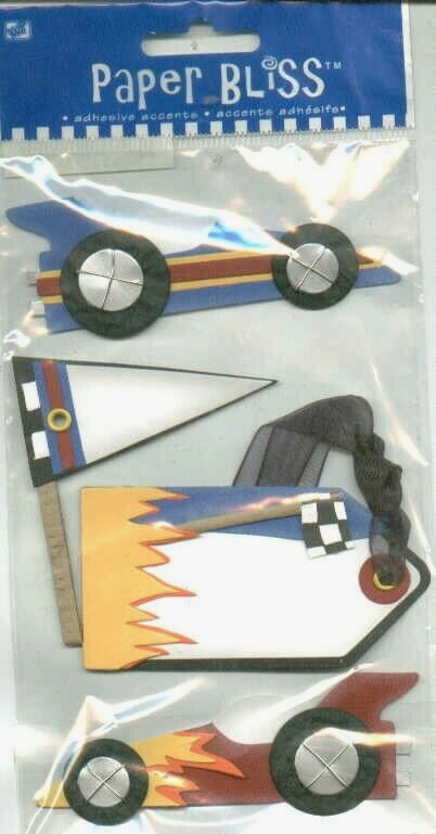 Race Cars Car Racing Flag Tag Auto Racer Driver Paper Bliss Stickers | eBay