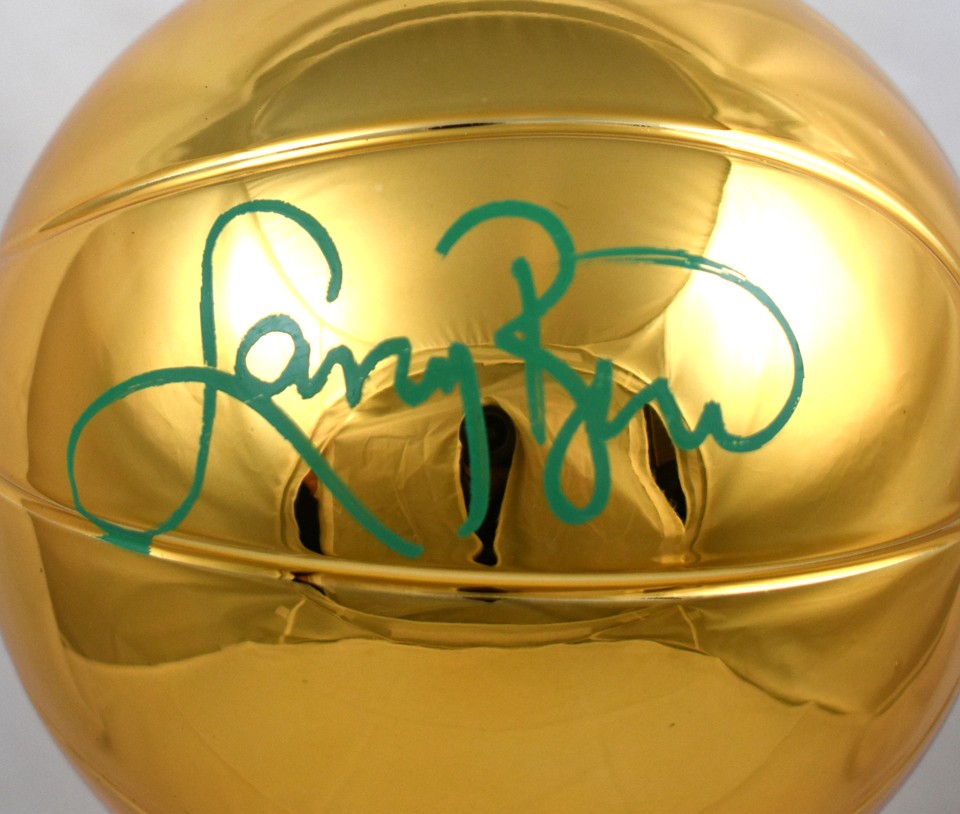 Larry Bird Autographed Boston Celtics 12'' Mini NBA Trophy - Beckett W ...