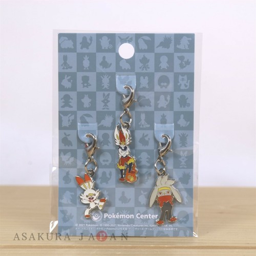 Pokemon Center Metal Charm # 813 814 815 Scorbunny Raboot Cinderace Key ...