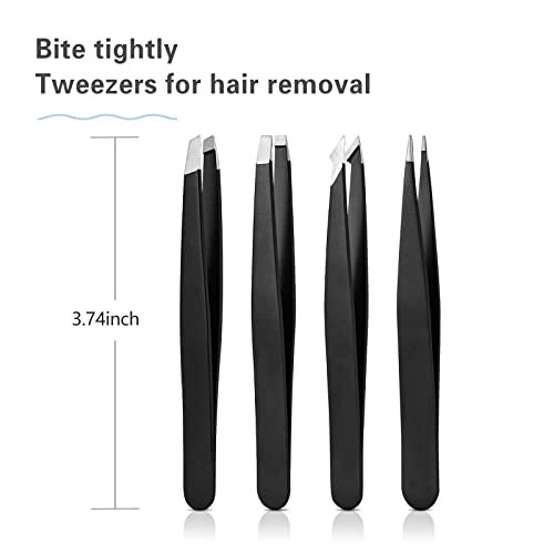 4Pack Professional Stainless Steel Eyebrow Tweezers Set for Facial Hair ...