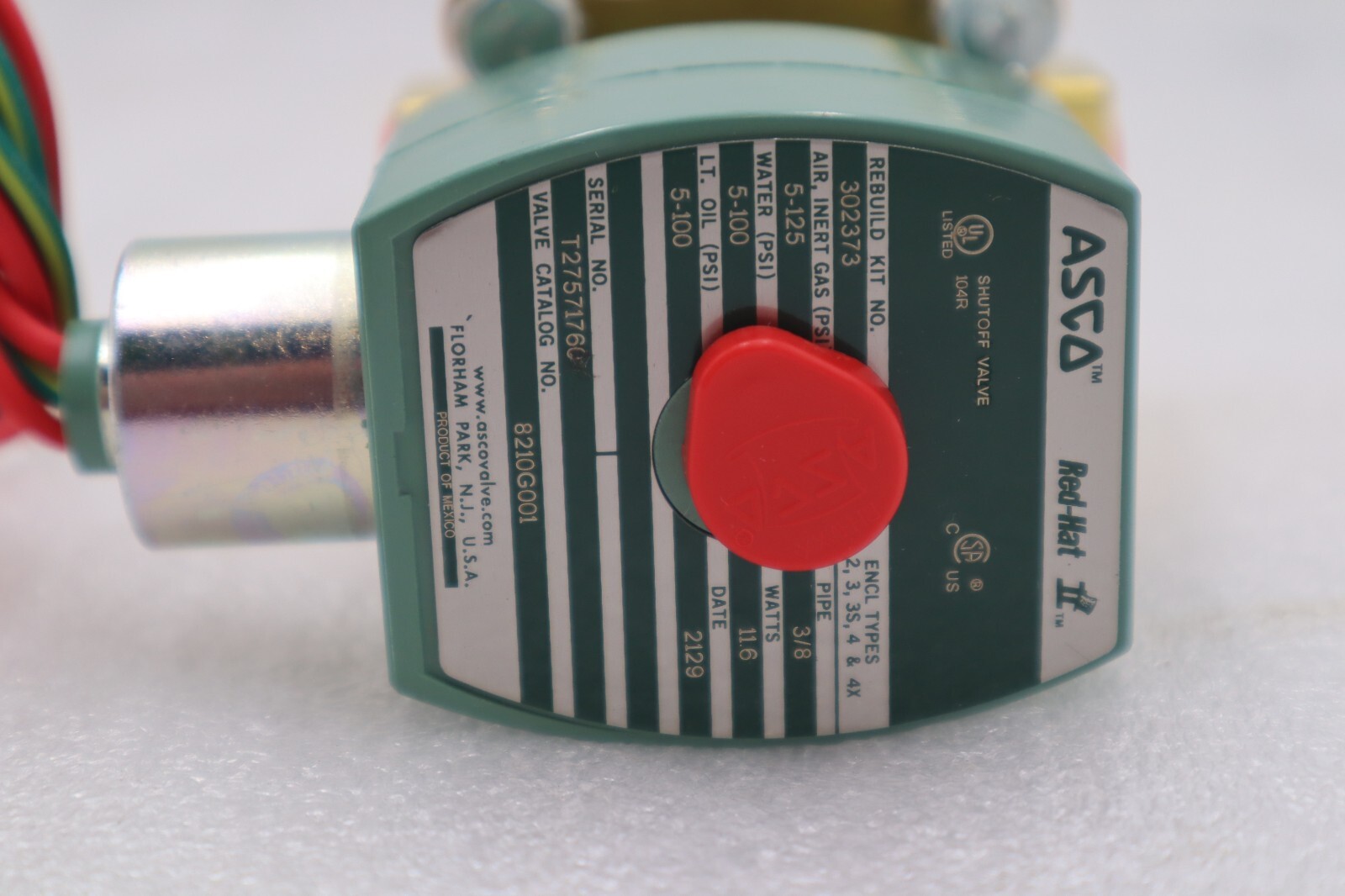 ASCO 8210G001 - 120/60 110/50 Vac 3/8 Npt. 2-Way Valve Stock L-236A | eBay