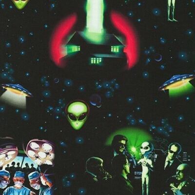 Aliens Area 51 Eerie Aliens Spaceships Cotton Quilting Fabric 1/2 YARD ...