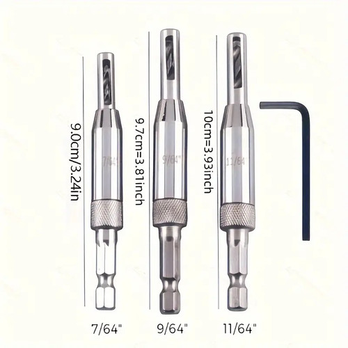 3pcs Self Centering Hinge Hardware Drill Bit Set Pilot Hole Guides Door ...