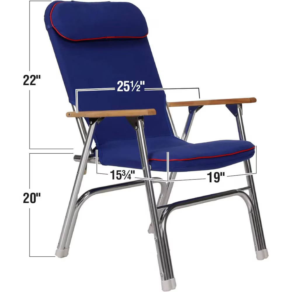 High Back Canvas Covered Aluminum Folding Chair for Boats Pontoons ...