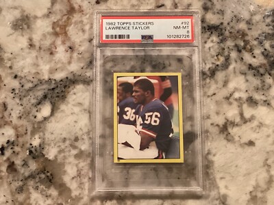 LAWRENCE TAYLOR ROOKIE PSA 8 NM-MINT 1982 TOPPS STICKERS CARD 92 Should ...