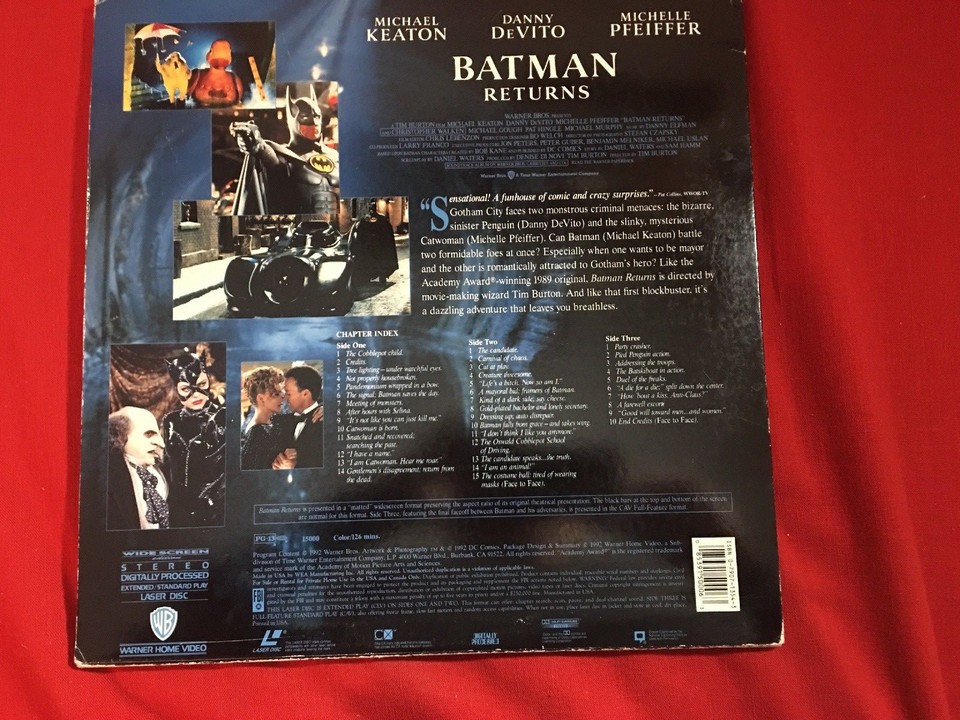 "BATMAN RETURNS"- Two Laserdisc's Michael Keaton,Danny DeVito,Michelle ...