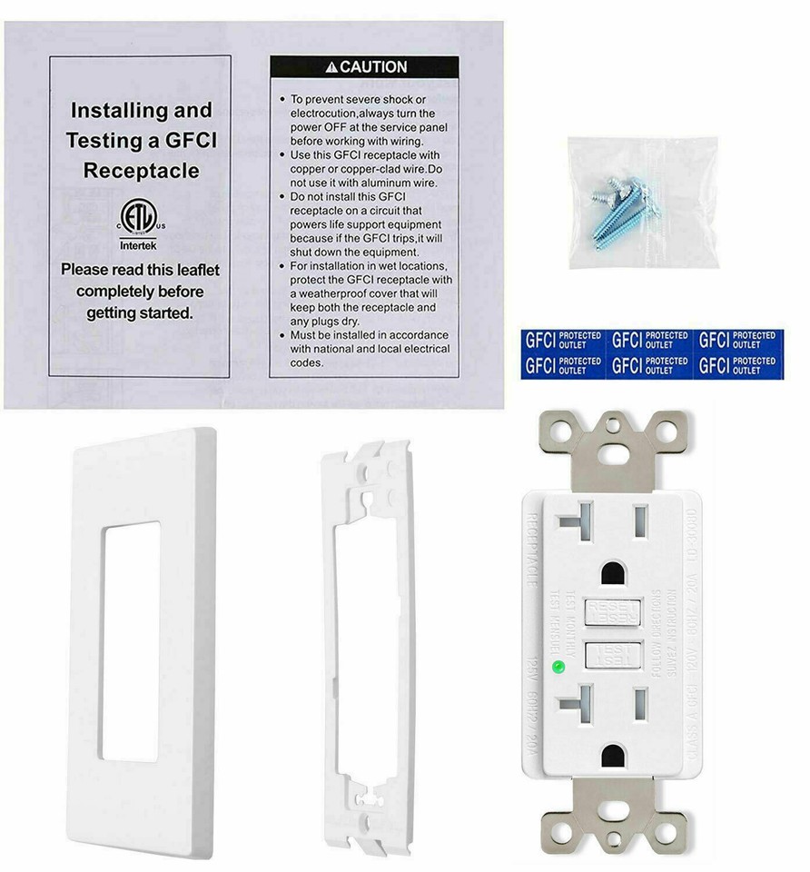 Safe GFI GFCI Outlet 20 Amp Electrical Receptacles AC Wall Plug LED ...